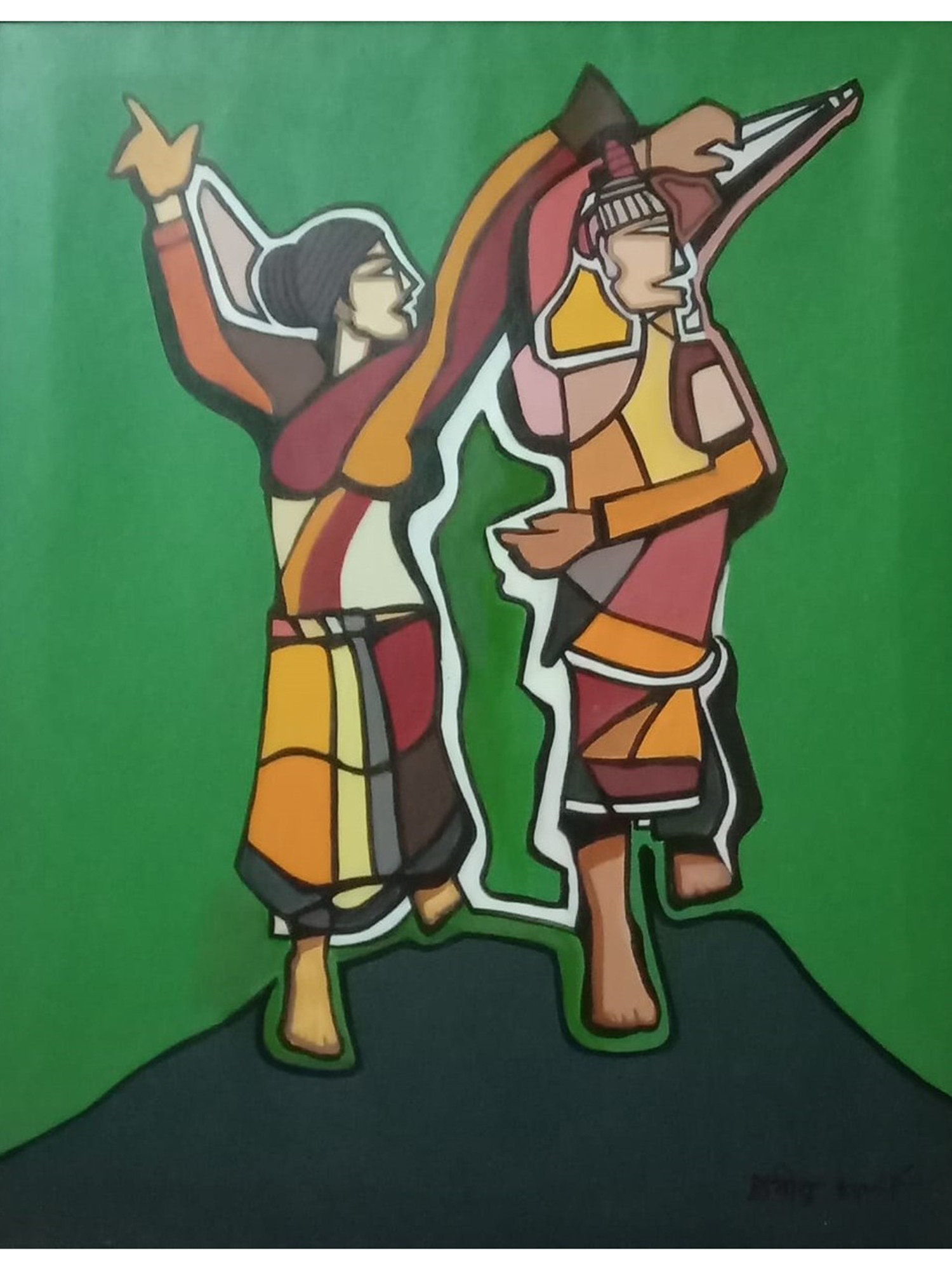 Exotic India Dancing Couple | Acrylic On Canvas | By Prabir Chatterjee | Wayfair